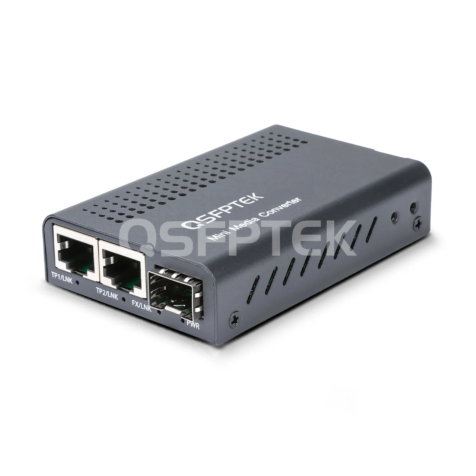 Mini Unmanaged 2x 10/100/1000Base-T RJ45 to 1x 1000Base-X SFP Slot Gigabit Ethernet Media Converter